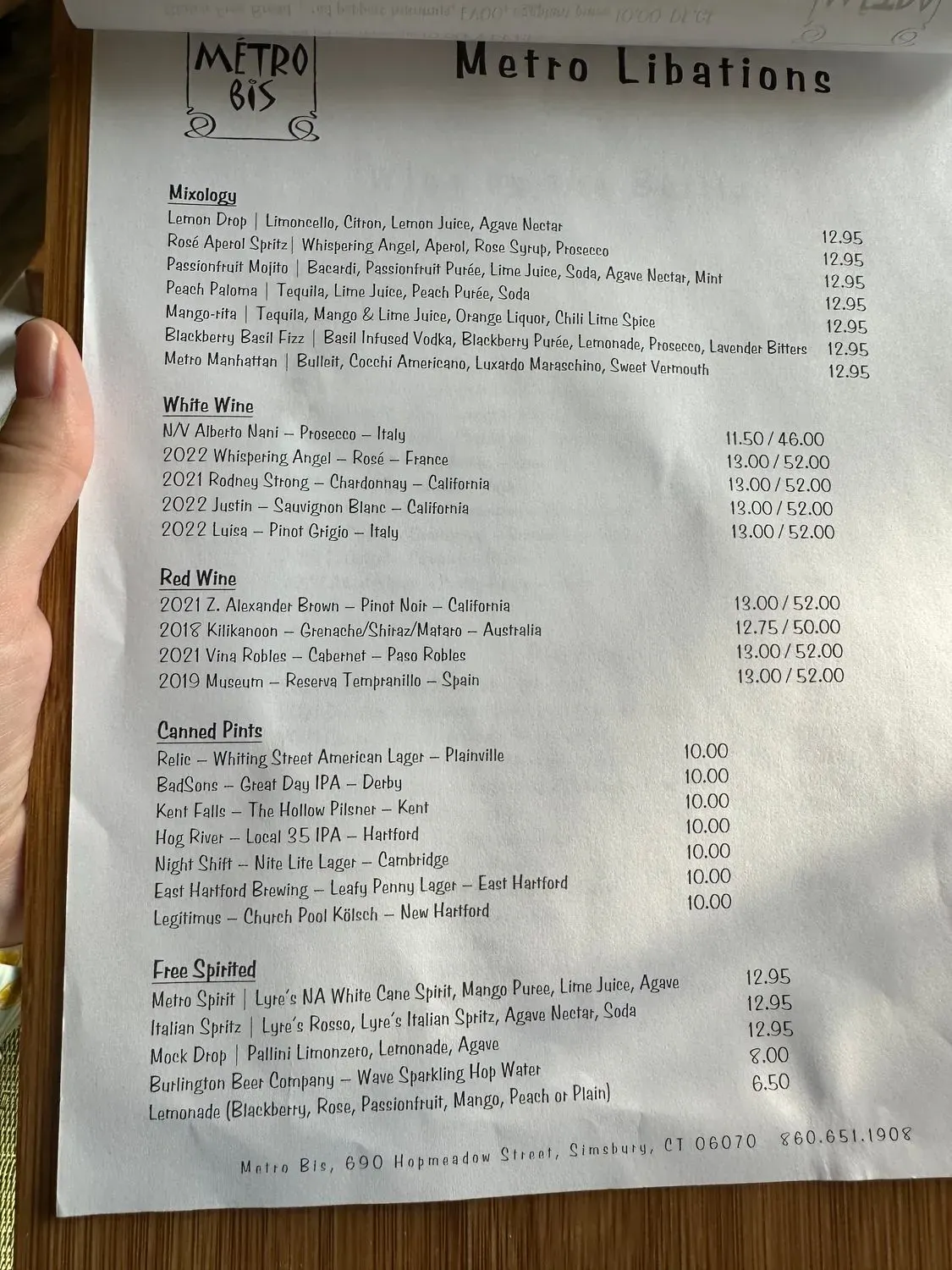 Metro Bis Restaurant Menu - Updated October 2025