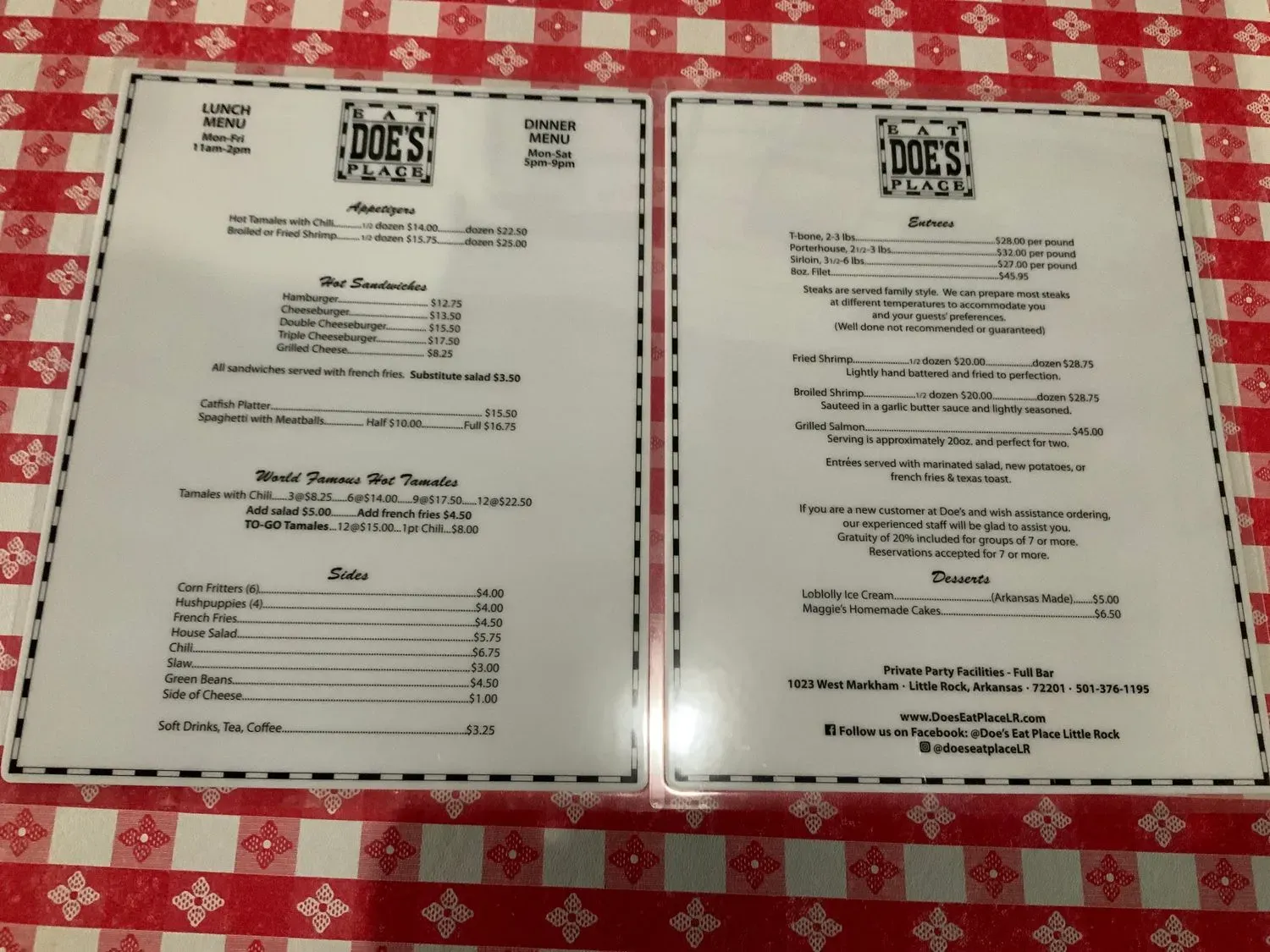 Doe's Eat Place Menu - Updated October 2025