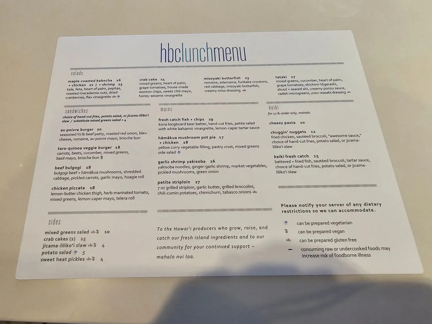 Hilo Bay Cafe Menu - Updated October 2025