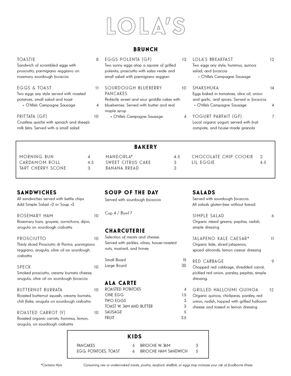 Lola's Cafe Menu - Updated October 2025