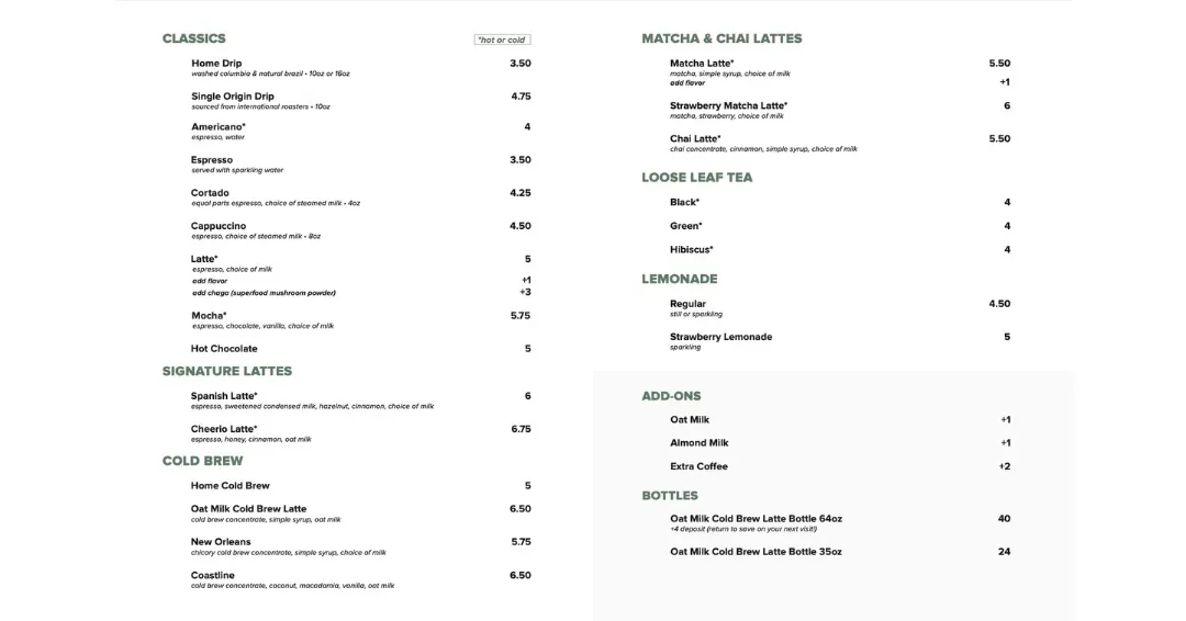 Northern Vessel Menu - Updated October 2025