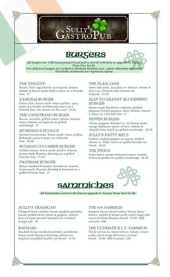 Sully's GastroPub Menu | Idaho Falls, ID | Checkle