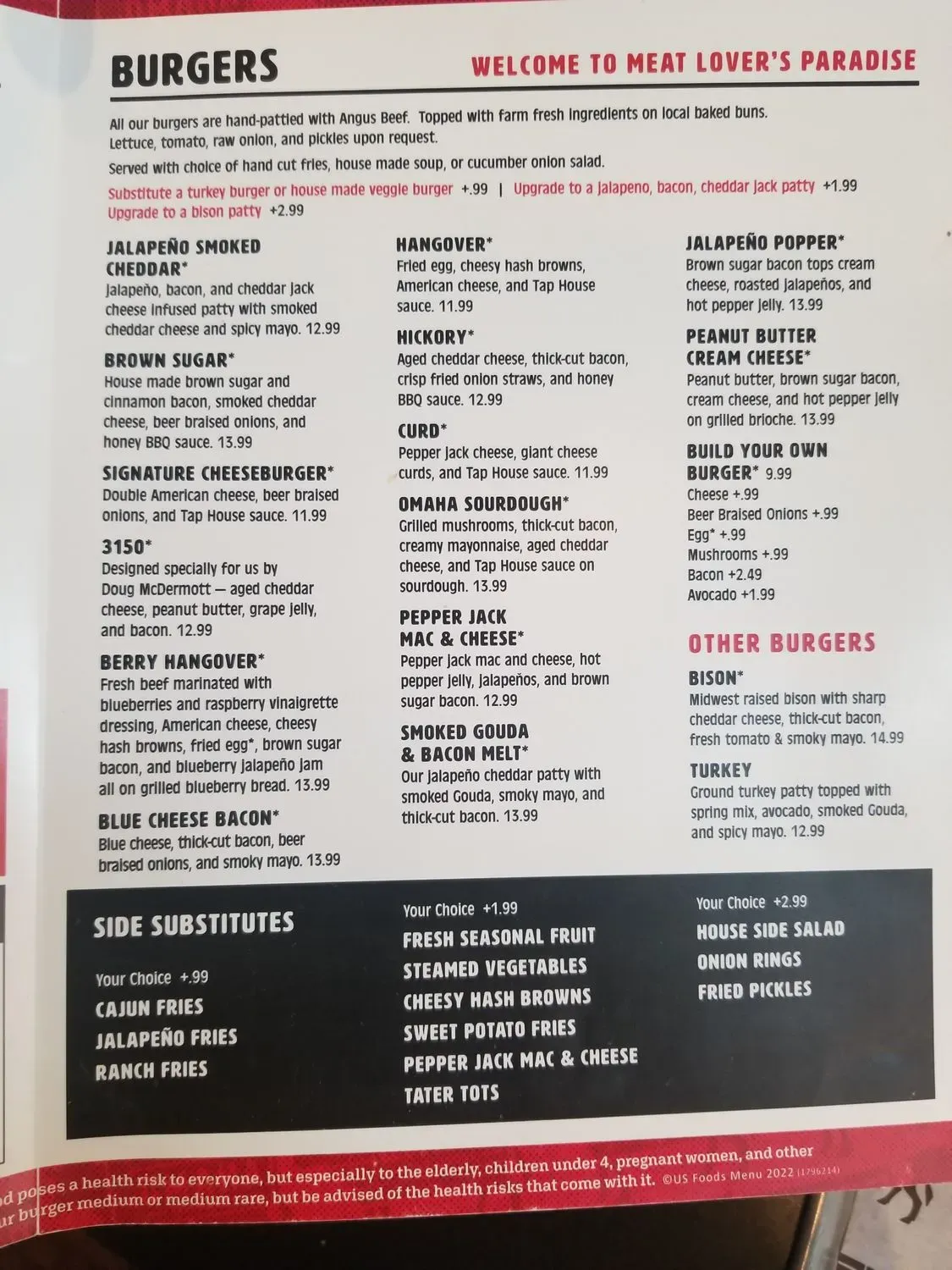 Omaha Tap House - Downtown Menu - Updated October 2025