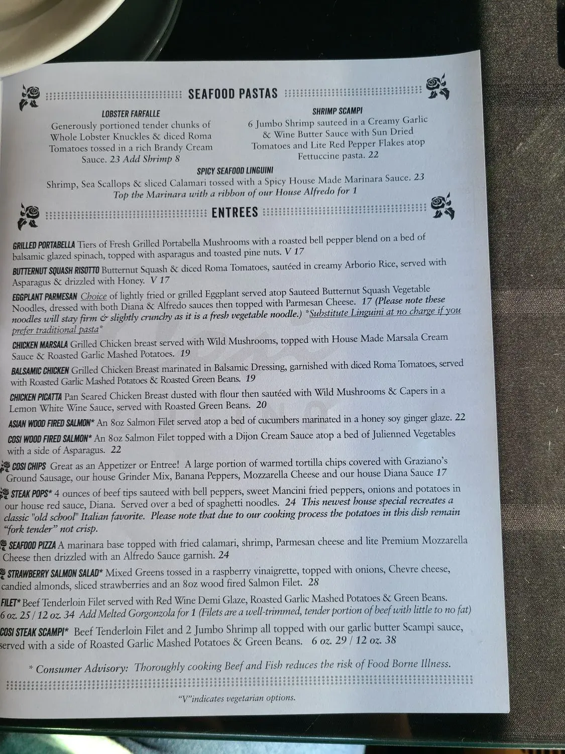 Cosi Cucina Italian Grill Menu - Updated October 2025