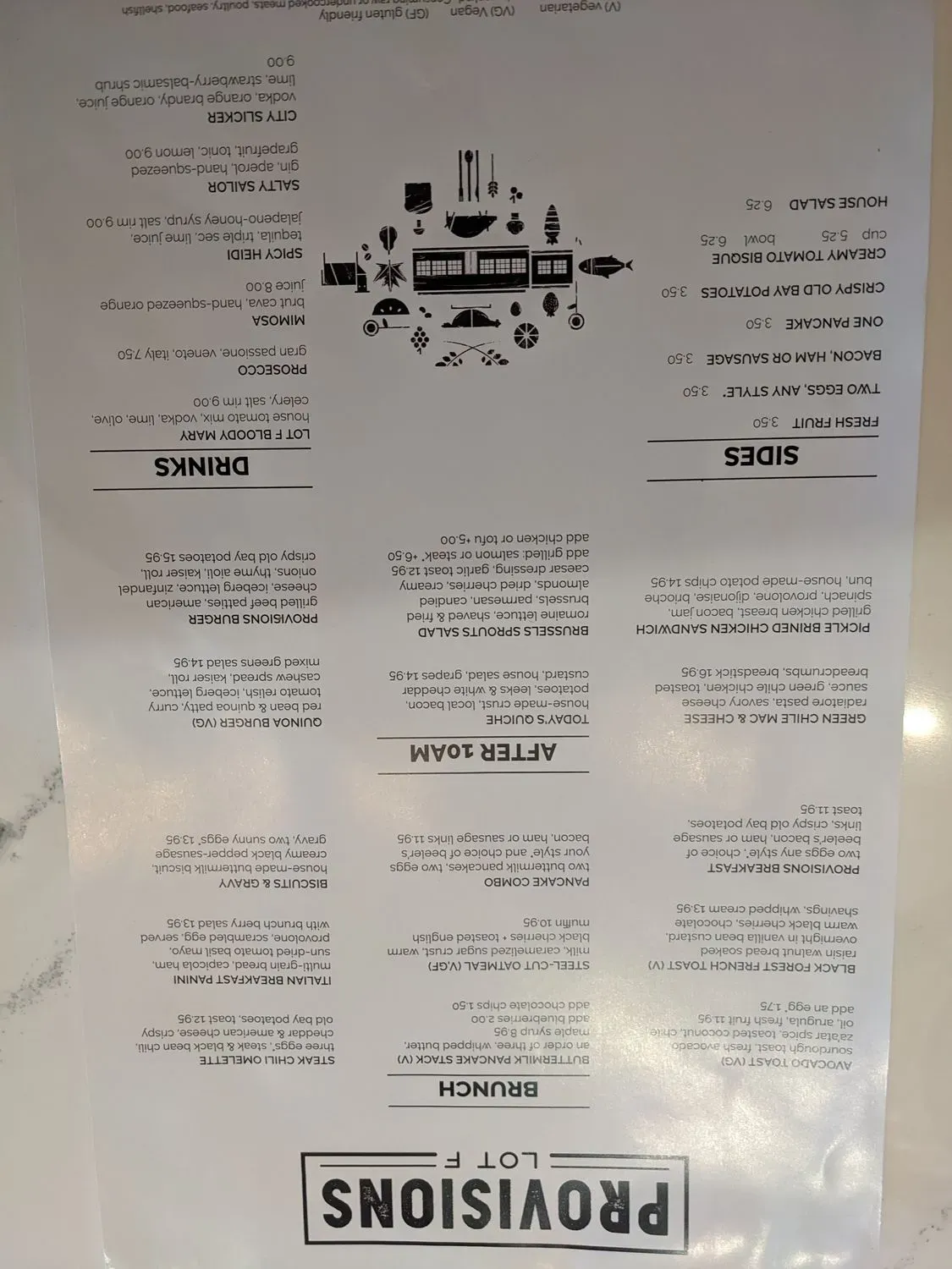 Provisions Lot F Menu - Updated October 2025