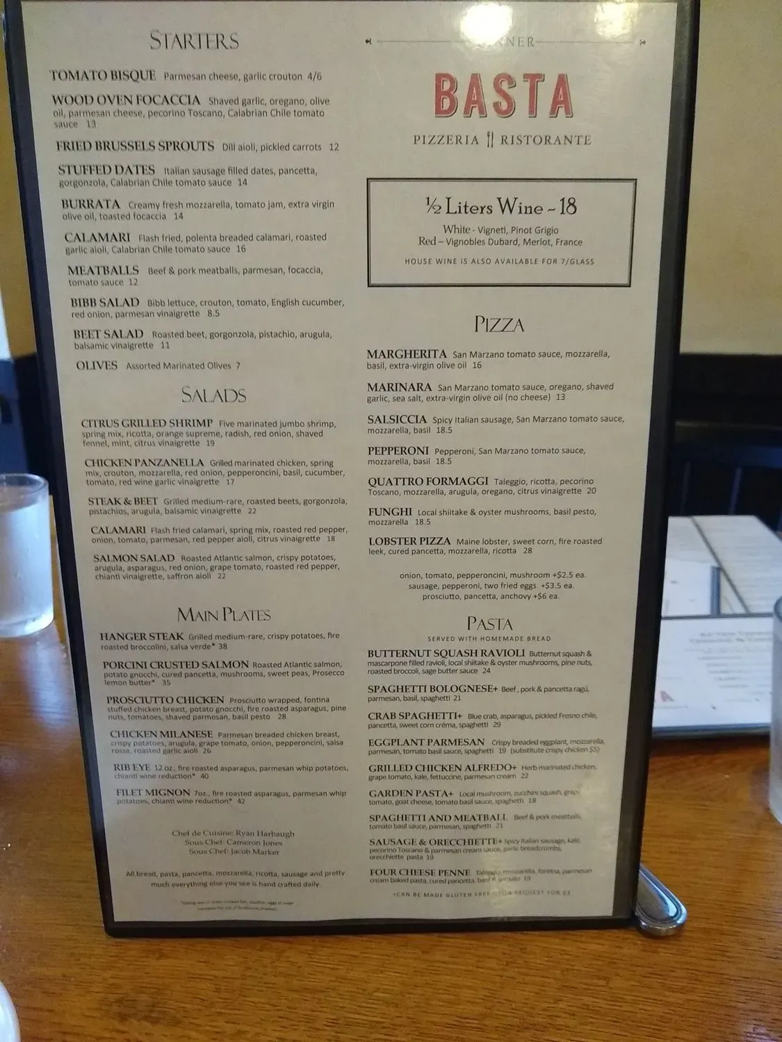 Basta Pizzeria Ristorante Menu - Updated October 2025