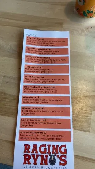 Raging Ryno's Menu | Cedar Rapids, IA | Checkle