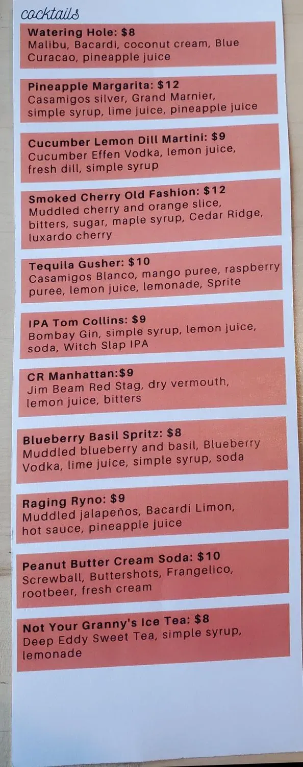 Raging Ryno's Menu | Cedar Rapids, IA | Checkle