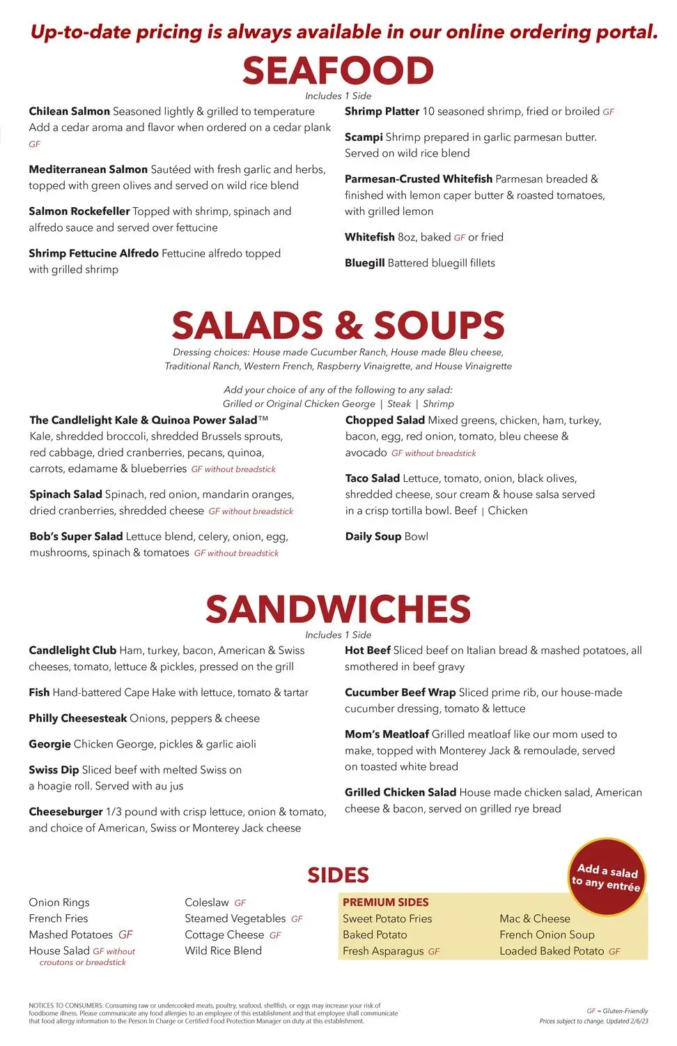 Candlelight Inn Restaurant - Clinton Iowa Menu - Updated October 2025