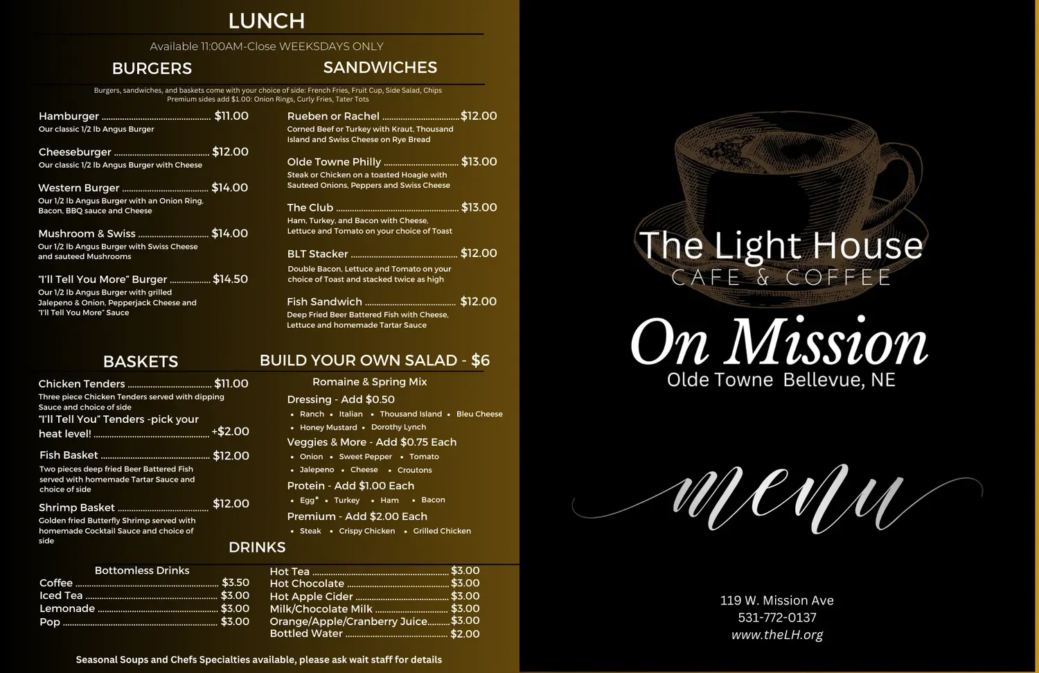 The Light House Cafe Menu - Updated October 2025