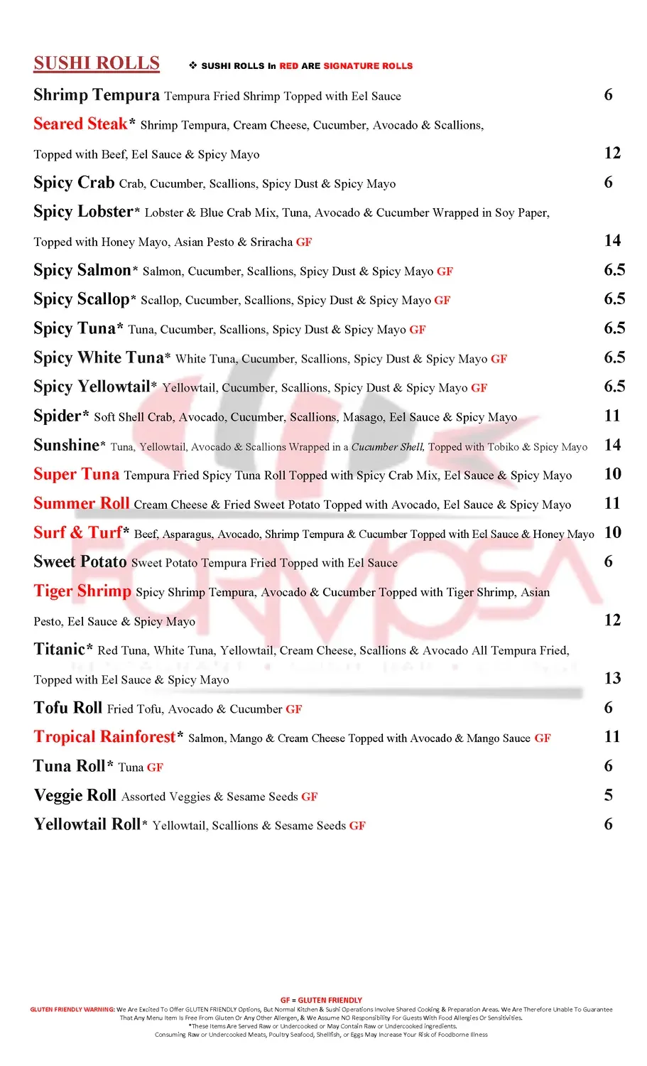Formosa Menu - Updated October 2025