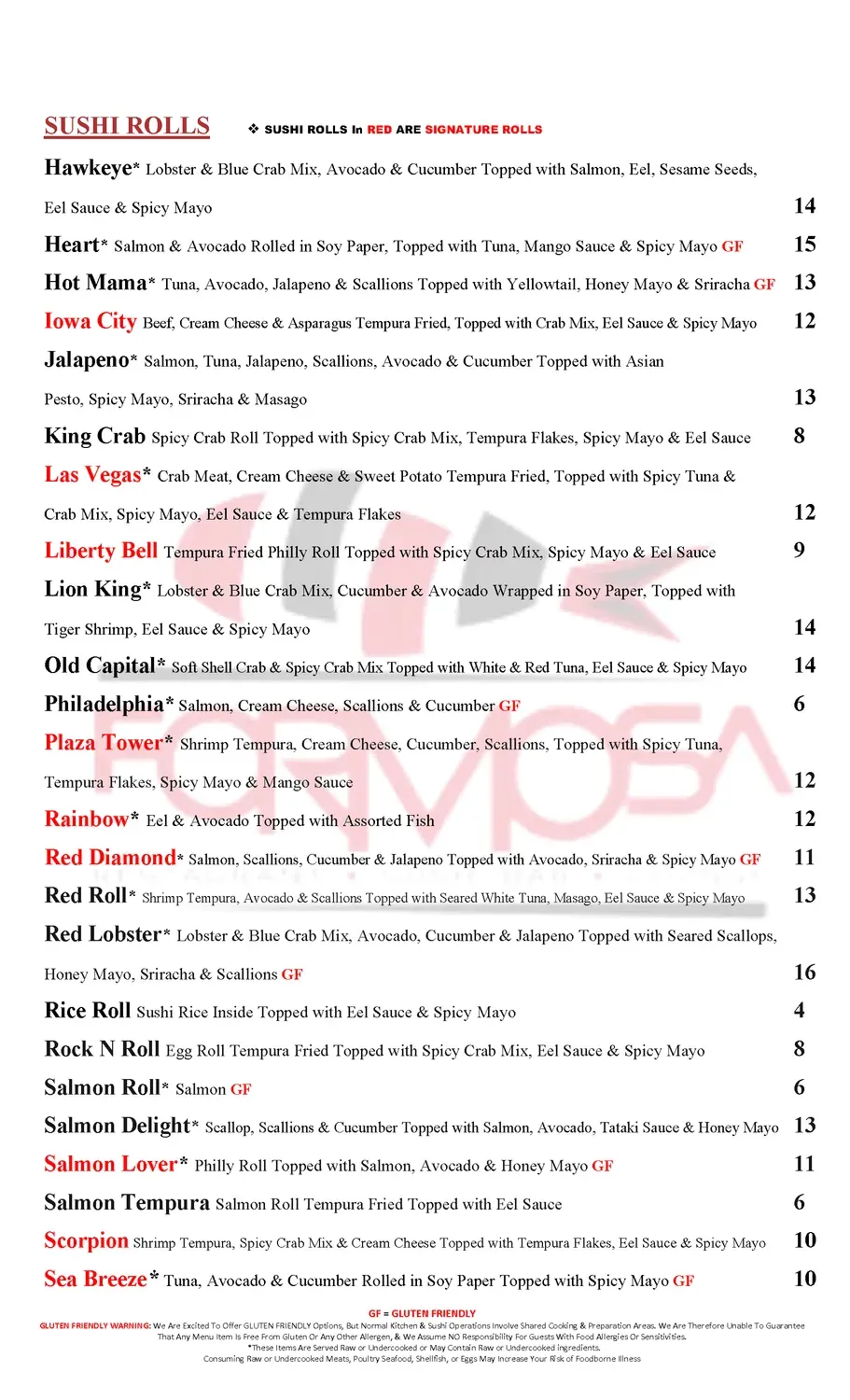 Formosa Menu - Updated October 2025
