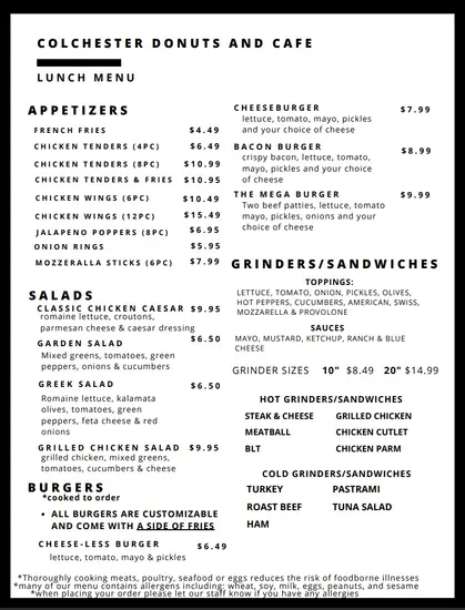 Colchester Donut and Cafe Menu | Colchester, CT | Checkle