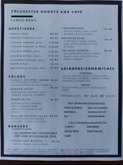Colchester Donut and Cafe Menu | Colchester, CT | Checkle