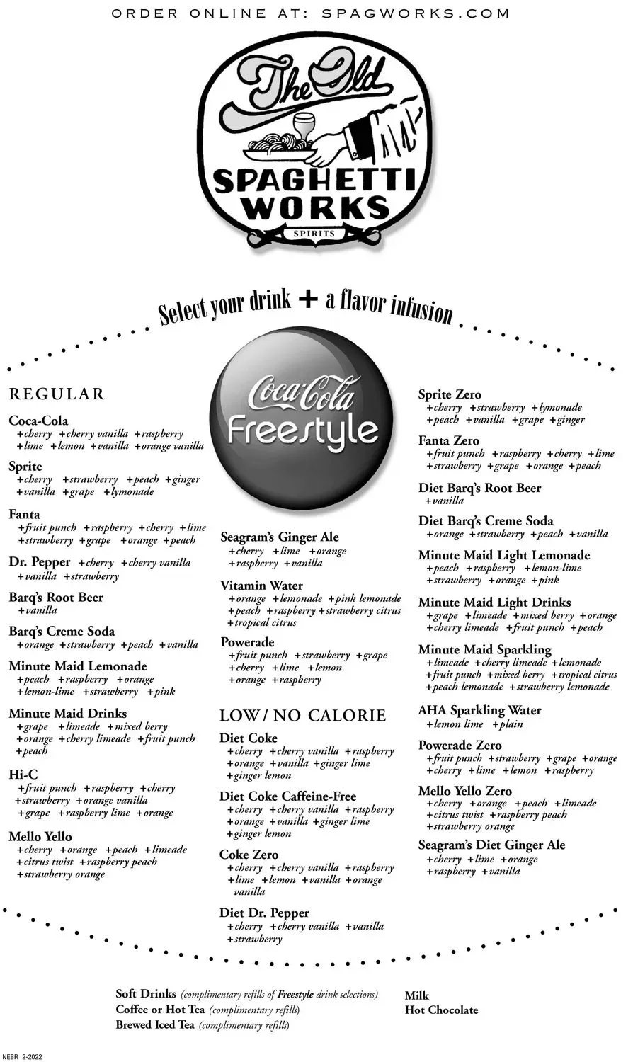 Spaghetti Works Menu - Updated October 2025