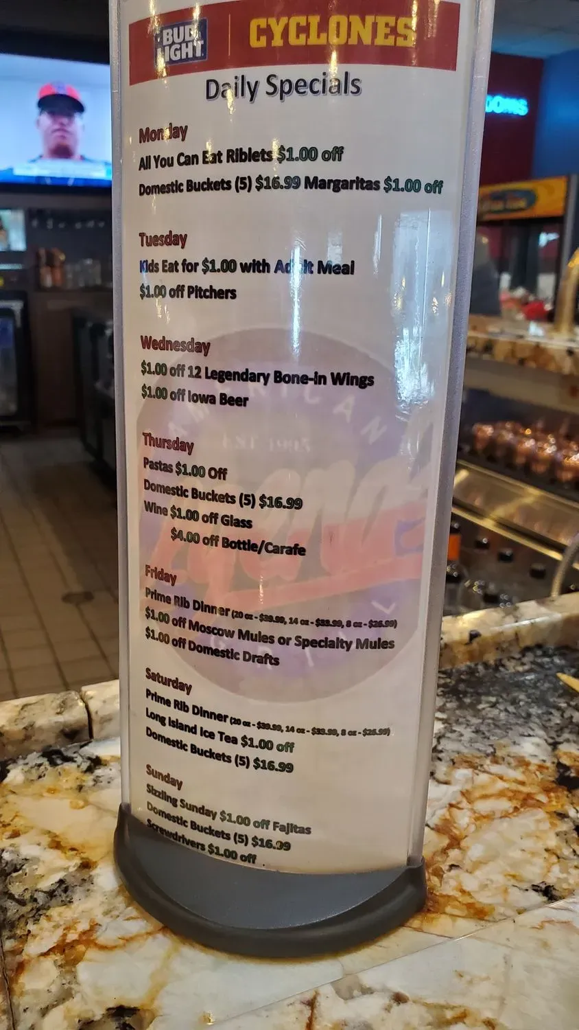 Legends American Grill Menu - Updated October 2025