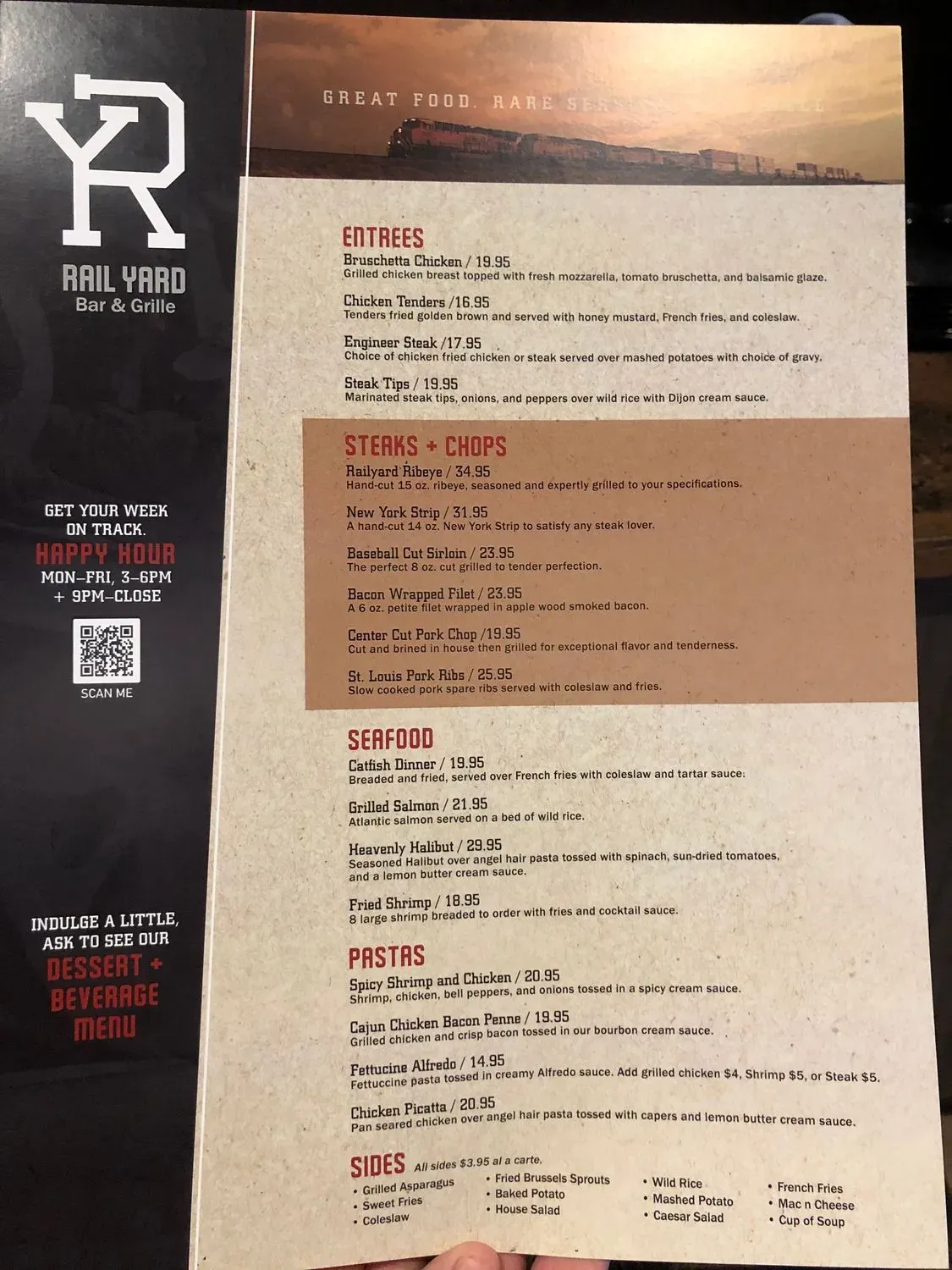 The Railyard - Gillette Menu - Updated October 2025