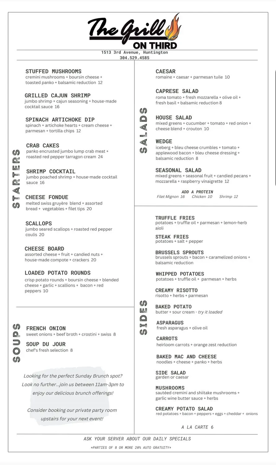 The Grill on Third Menu - Updated October 2025