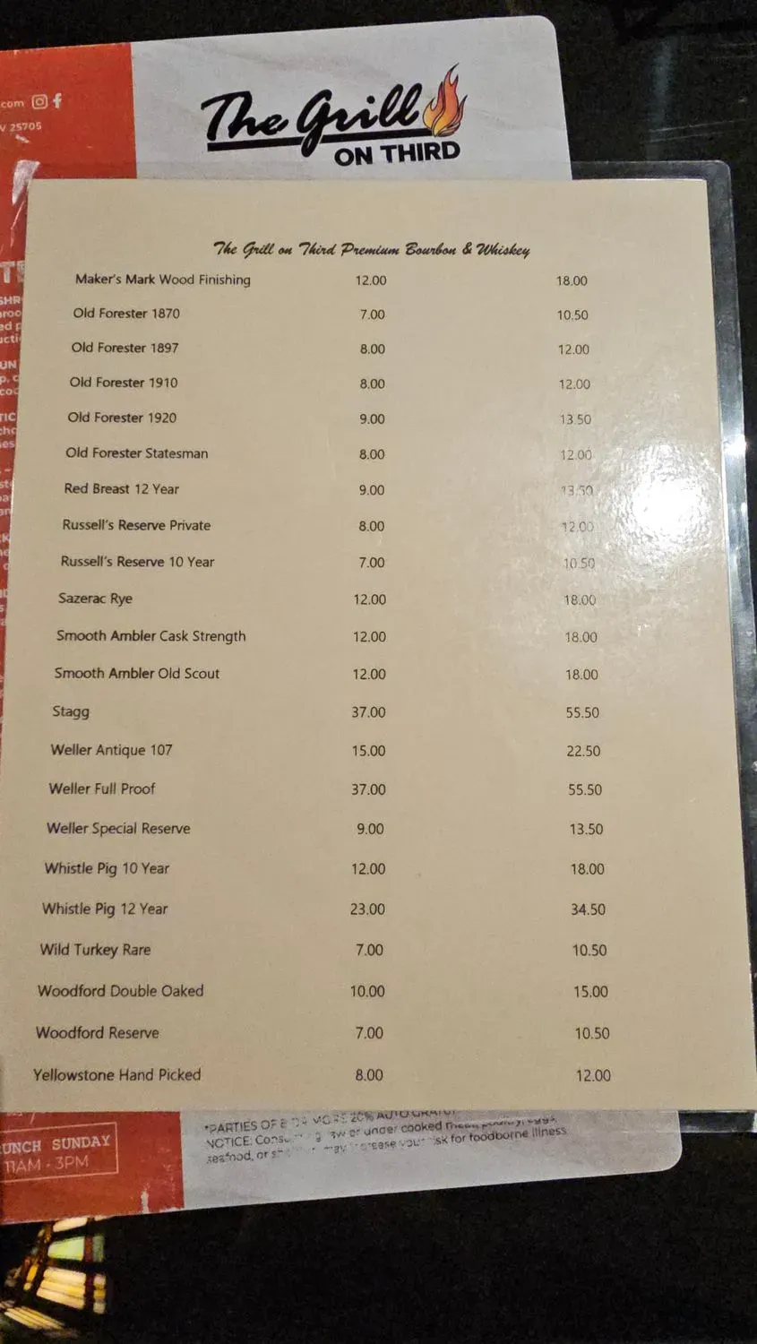 The Grill on Third Menu - Updated October 2025