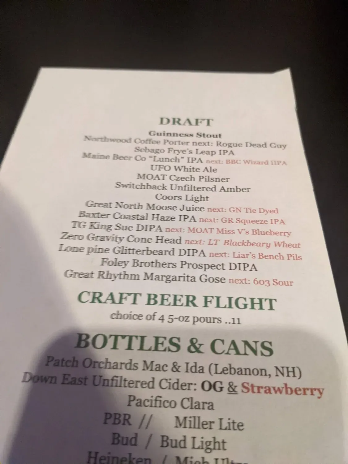 Salt Hill Pub - Lebanon Menu - Updated October 2025