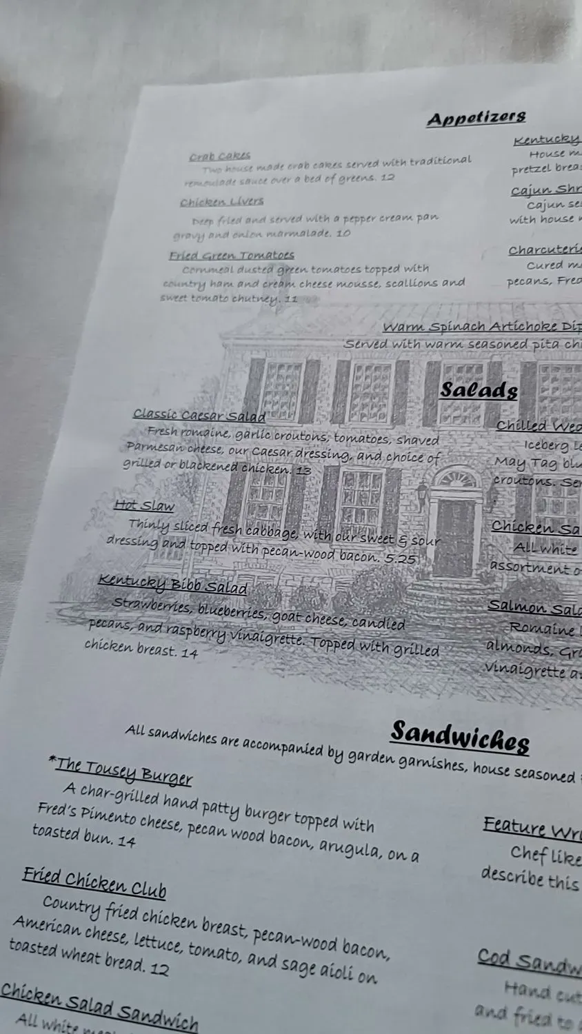 Tousey House Tavern Menu - Updated October 2025