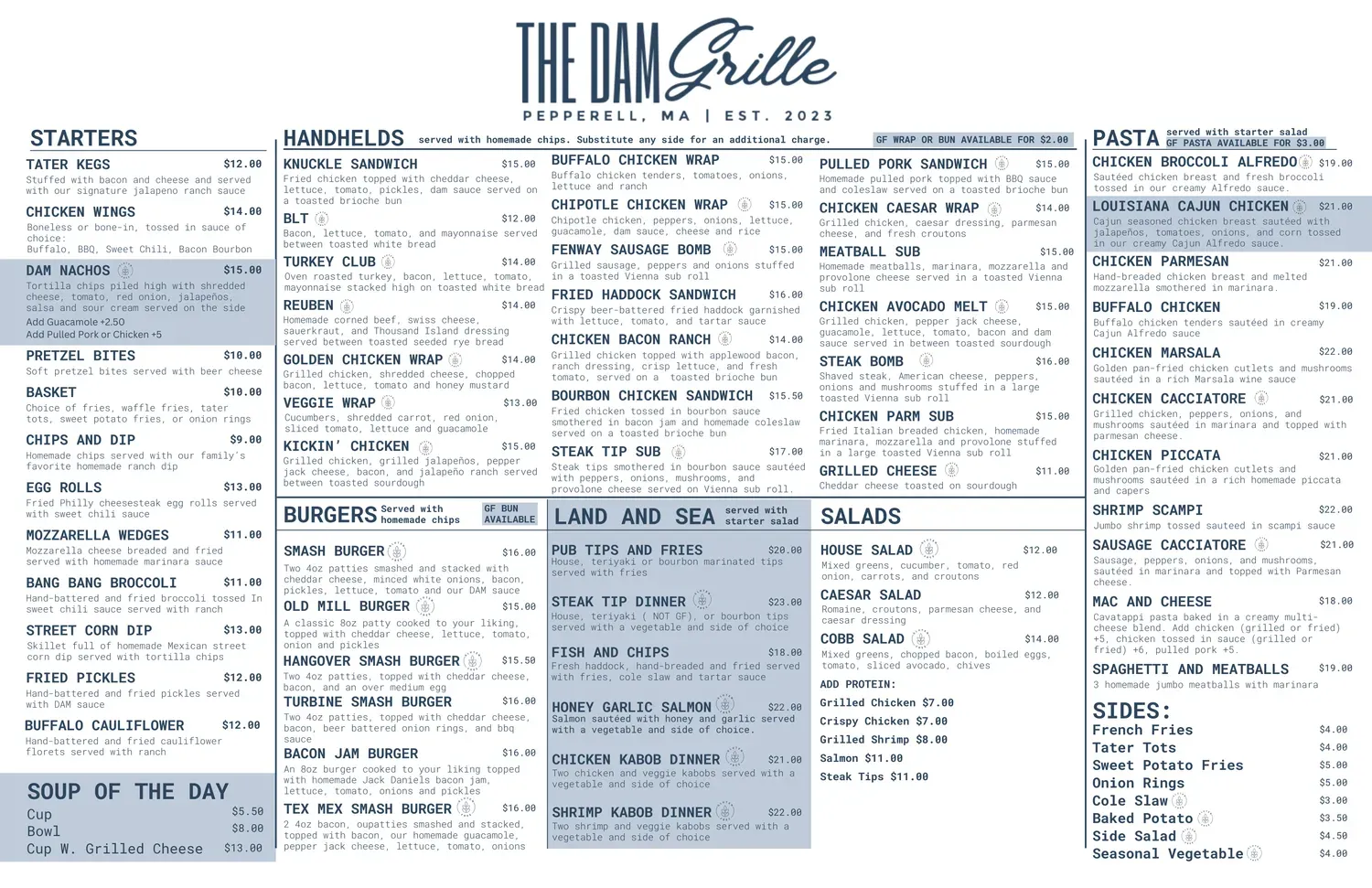 The Dam Grille Menu | Pepperell, MA | Checkle