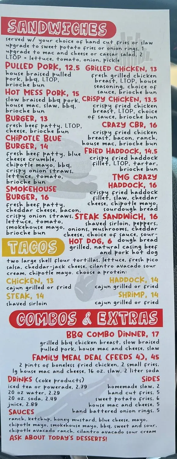 Two Maine Guys Augusta Menu - Updated October 2025