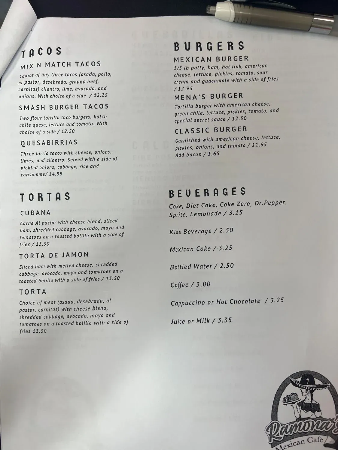 Ramona's Mexican Cafe Menu - Updated October 2025