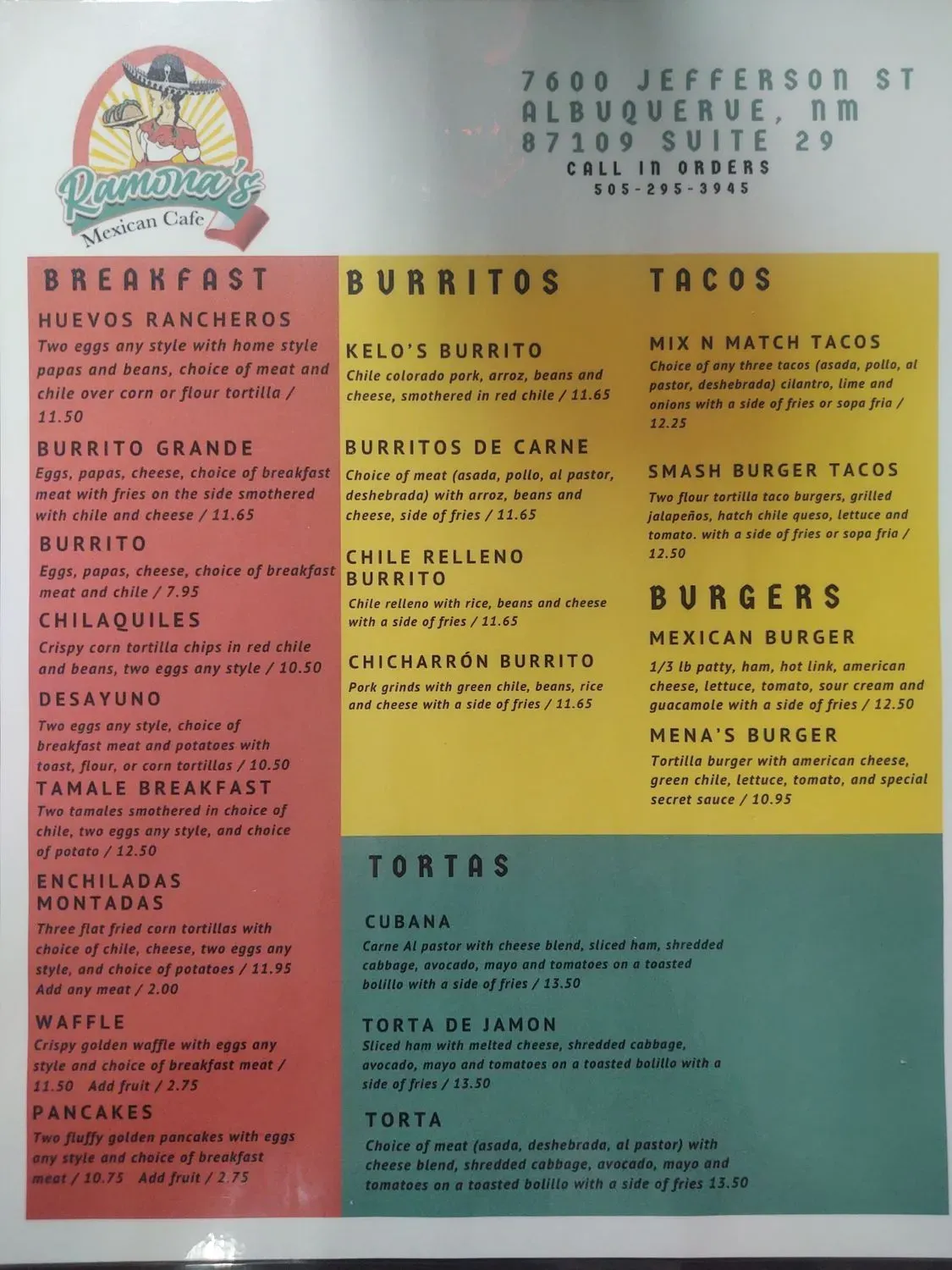 Ramona's Mexican Cafe Menu - Updated October 2025
