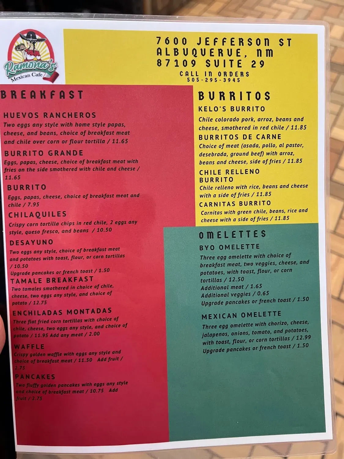 Ramona's Mexican Cafe Menu - Updated October 2025