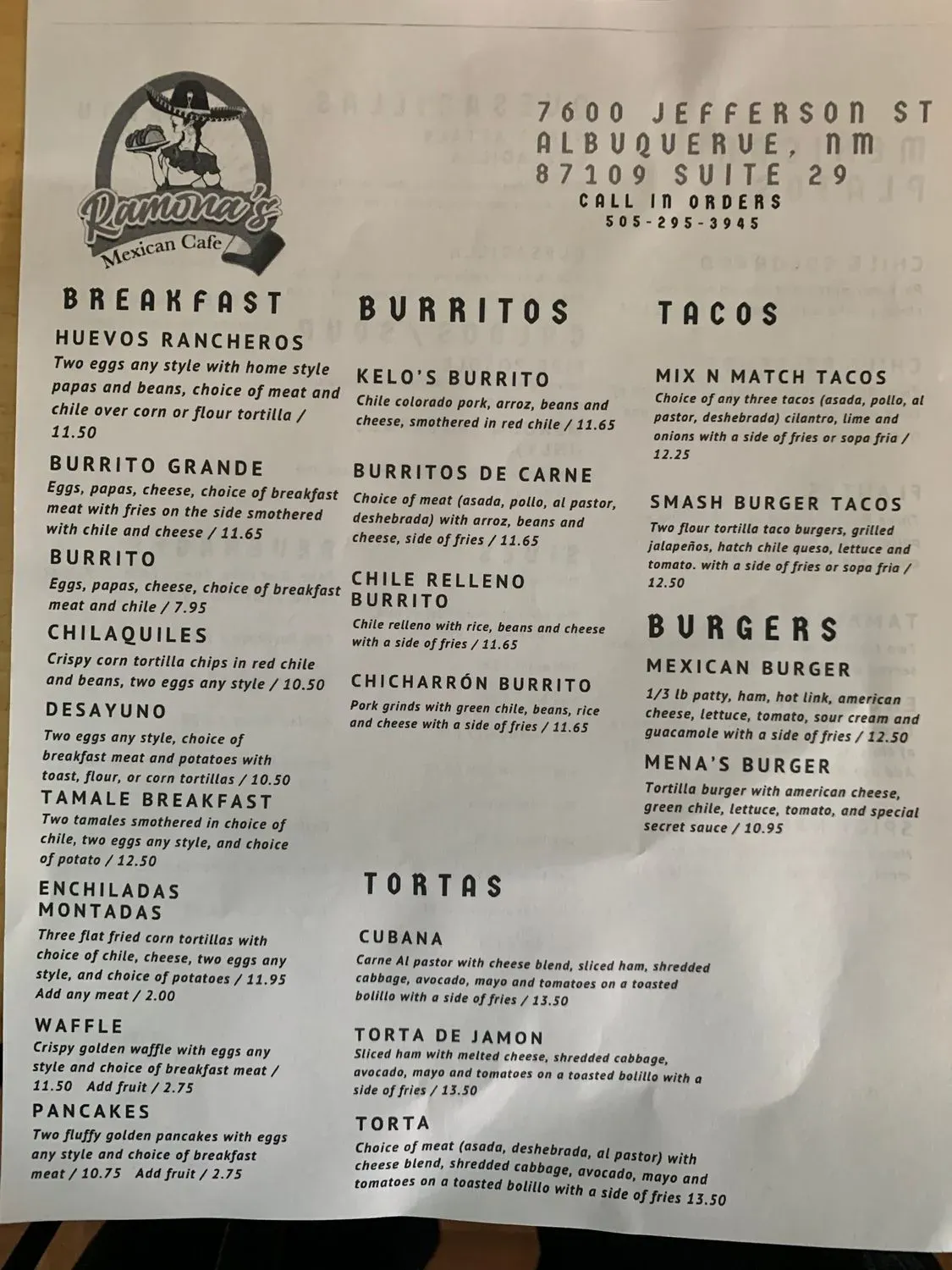 Ramona's Mexican Cafe Menu - Updated October 2025