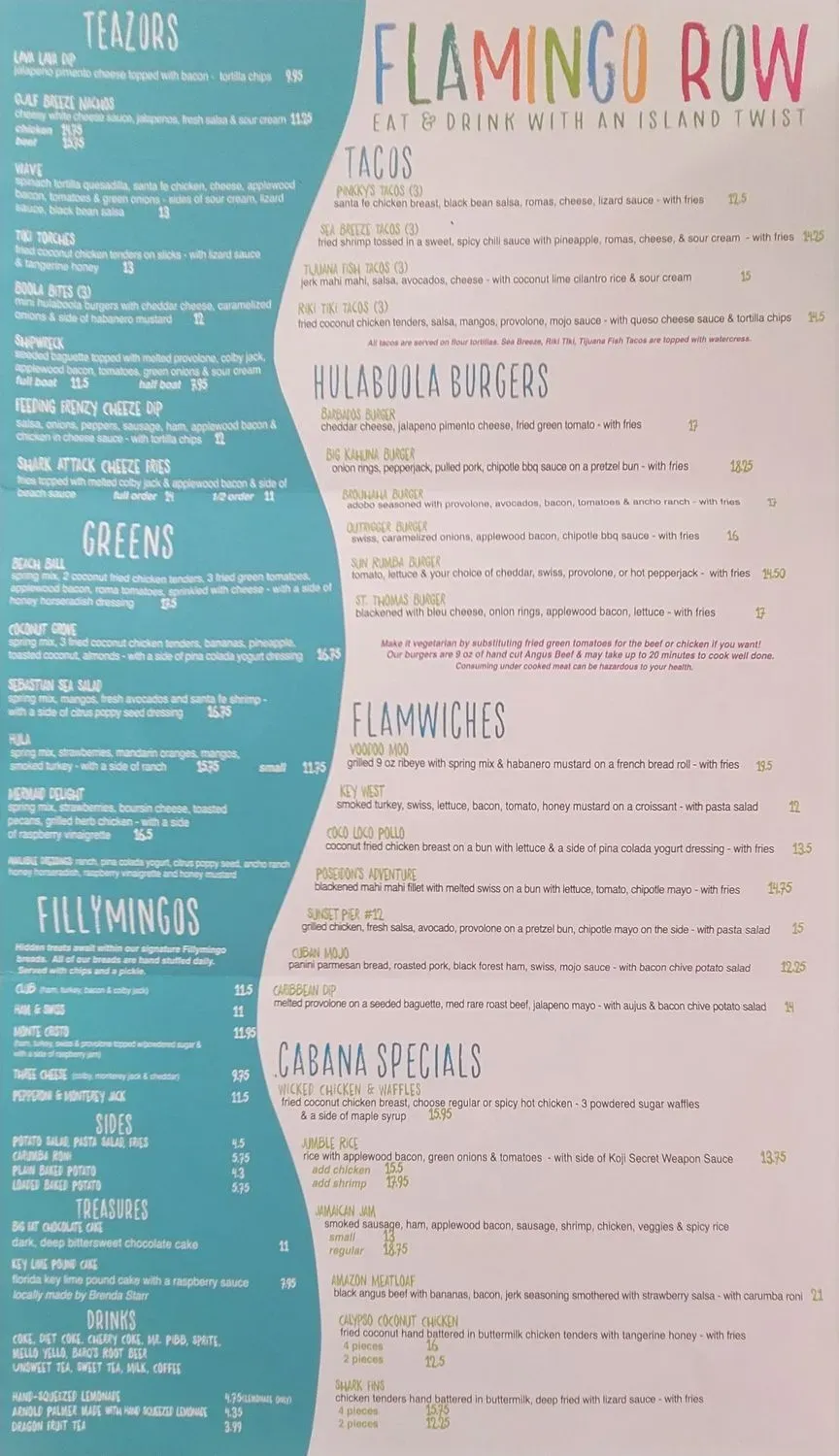 Flamingo Row Menu - Updated October 2025