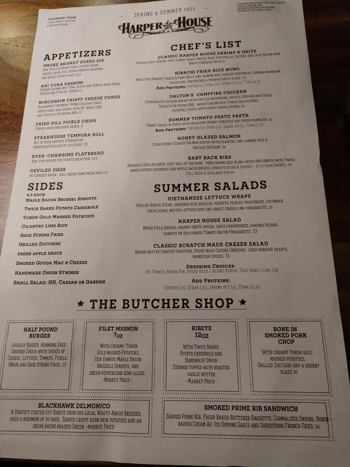 Harper House Restaurant Menu - Updated October 2025