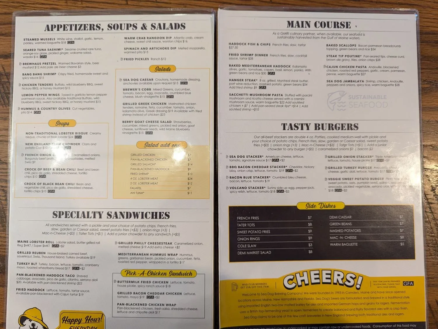 Sea Dog Brewing Company Menu - Updated September 2025