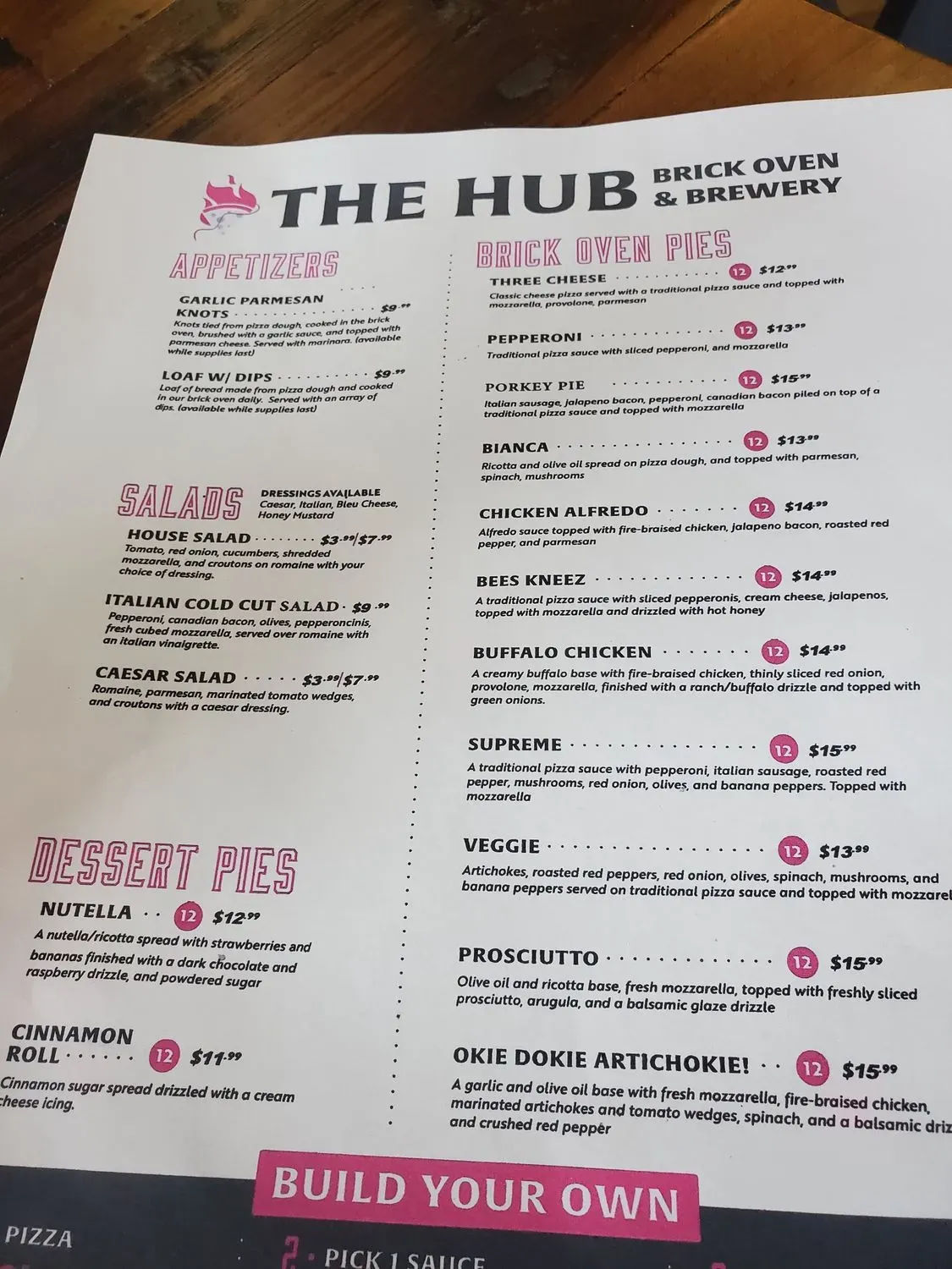 The Hub Brick Oven & Brewery Menu - Updated October 2025