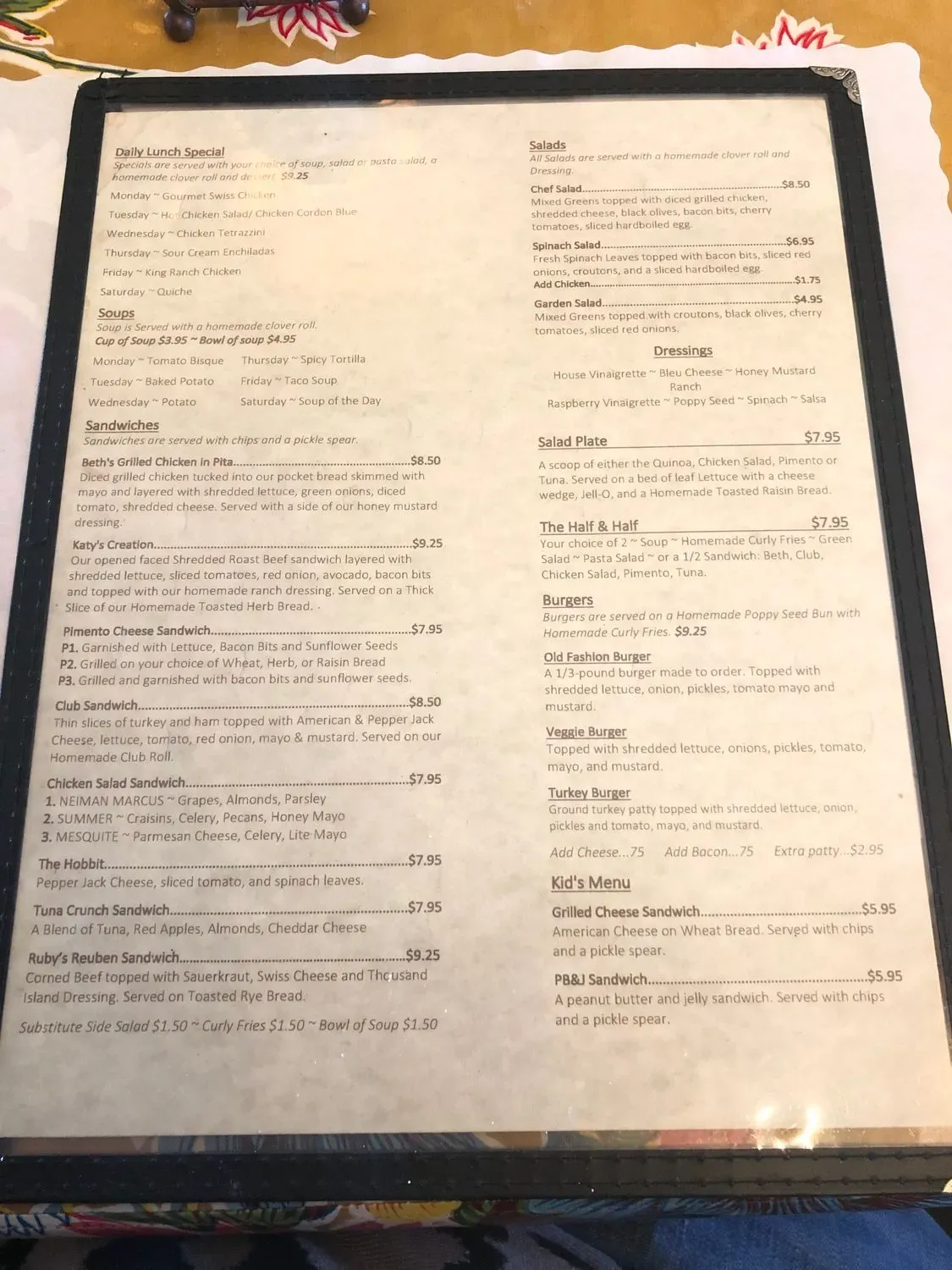 Harmony House Menu - Updated October 2025