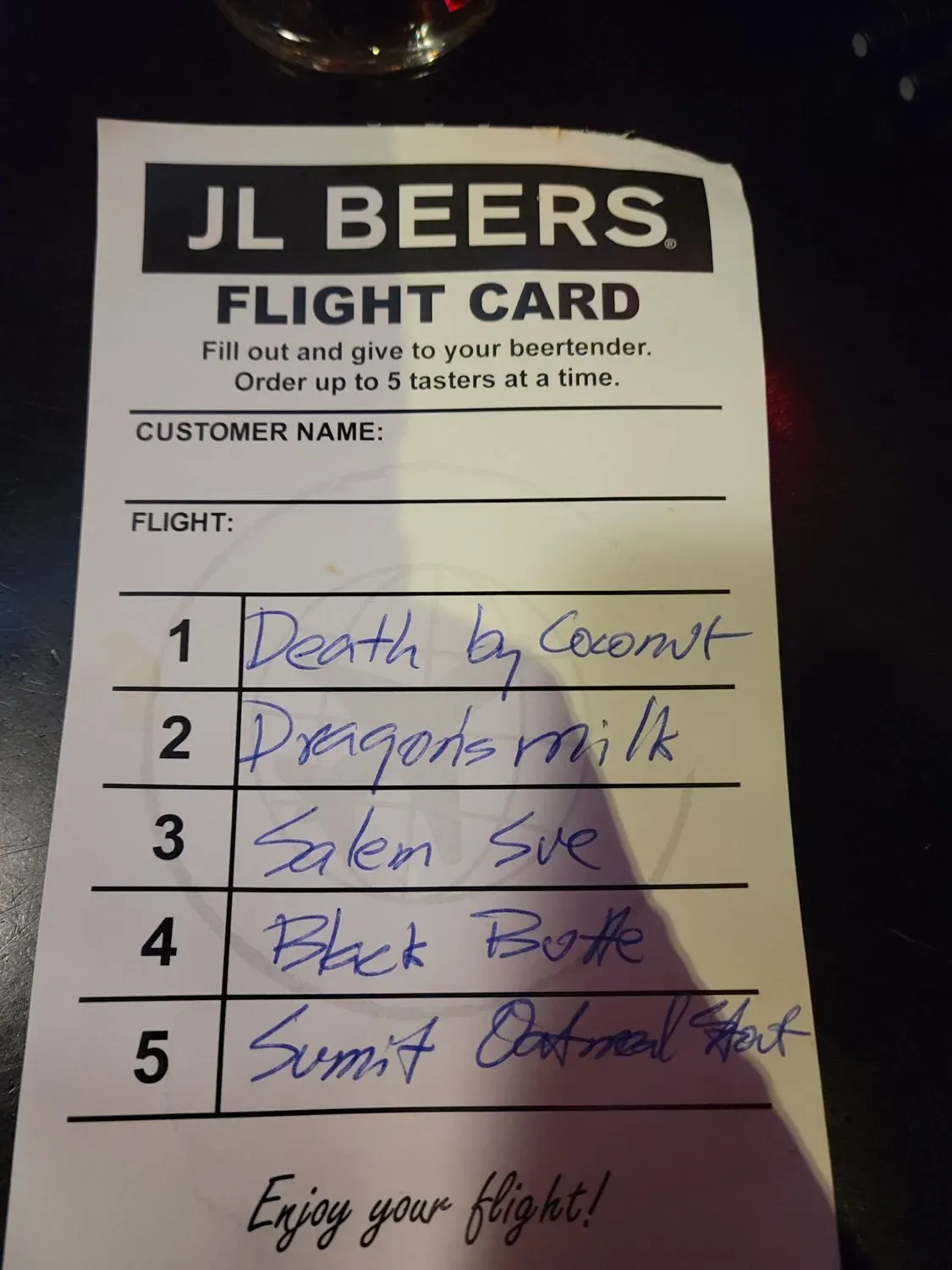 JL Beers Menu - Updated September 2025