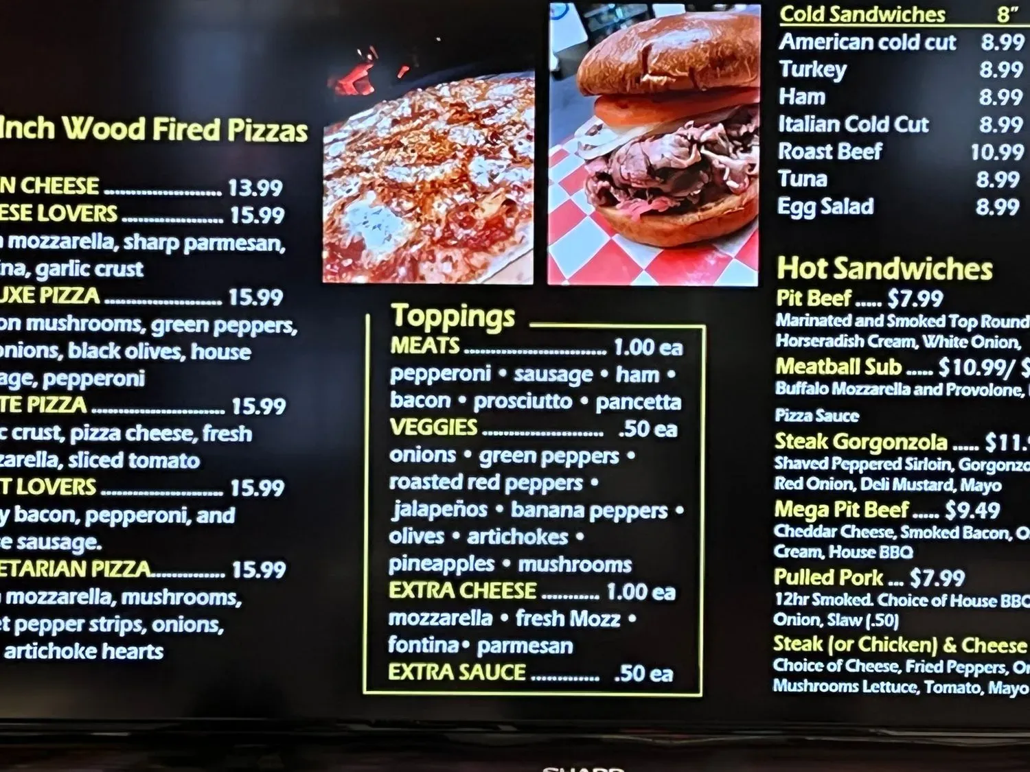 Tony's Butcher Block Menu - Updated October 2025