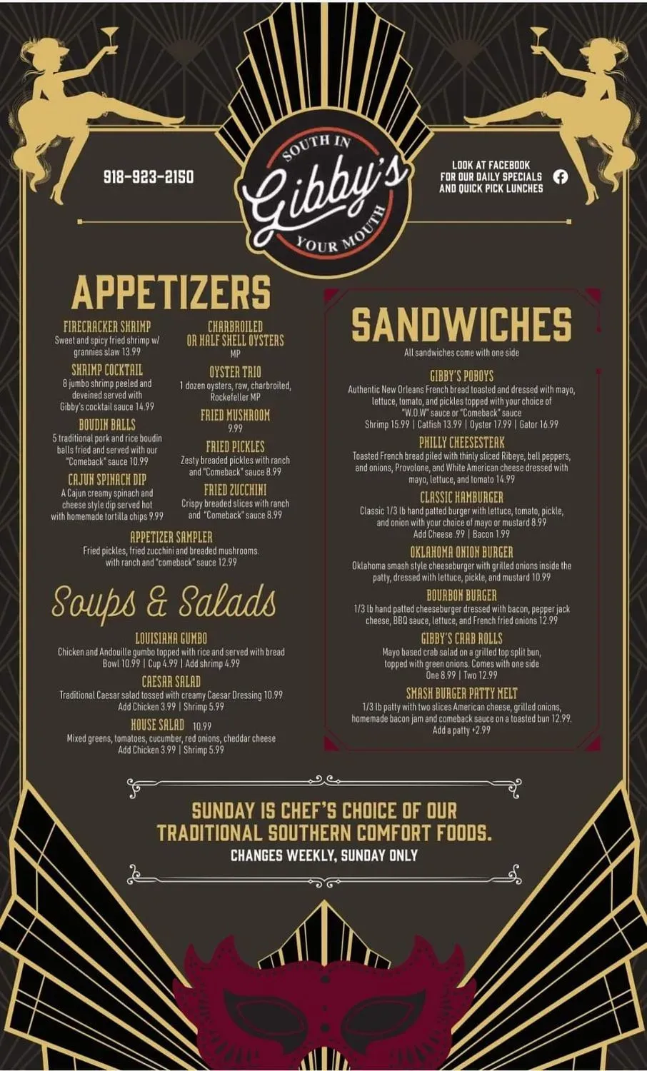 Gibbys South in Your Mouth Menu - Updated September 2025