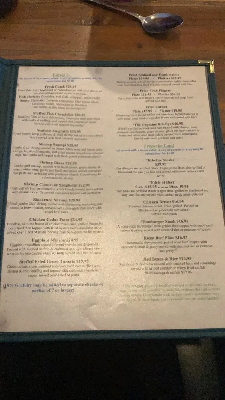 Steve's Marina Restaurant Menu - Updated October 2025