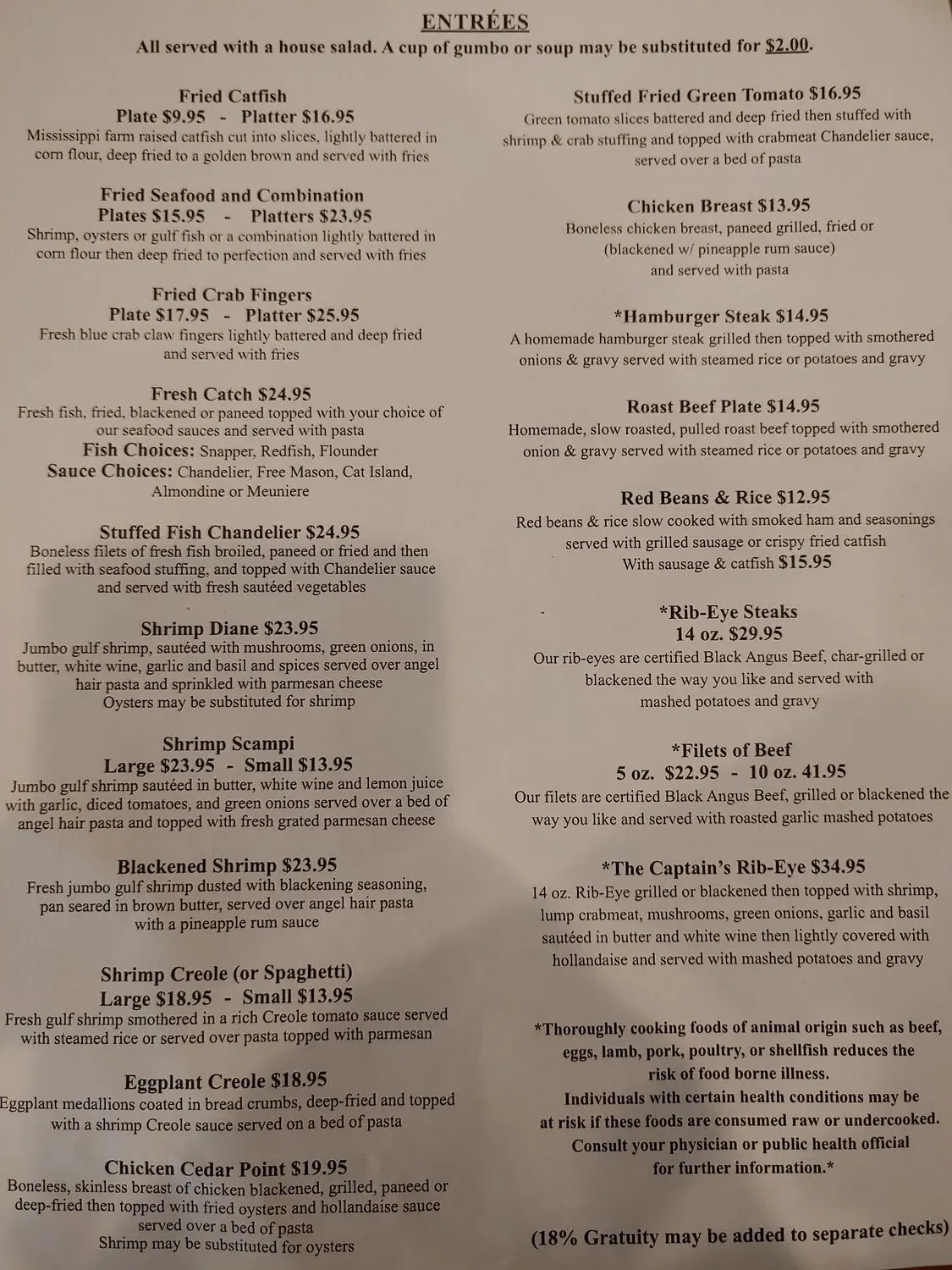 Steve's Marina Restaurant Menu - Updated October 2025