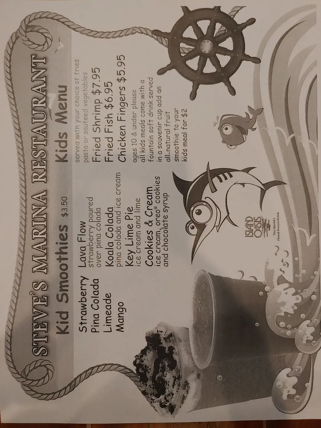 Steve's Marina Restaurant Menu - Updated October 2025