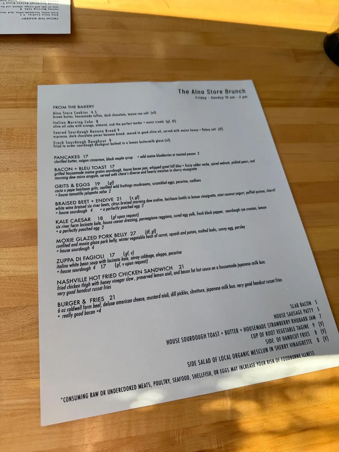 The Alna Store Menu - Updated October 2025