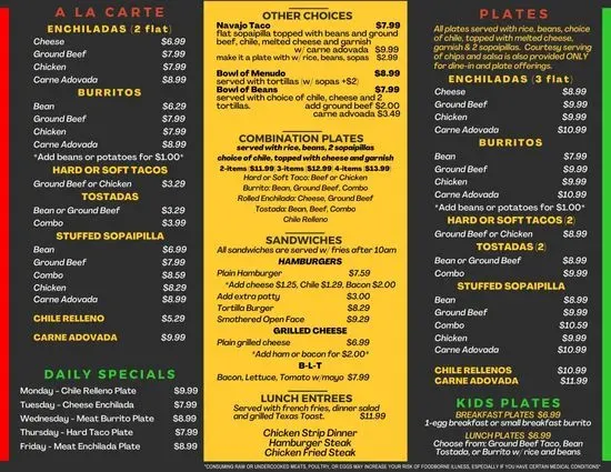 AJ's Restaurant Menu | Los Lunas, NM | Checkle