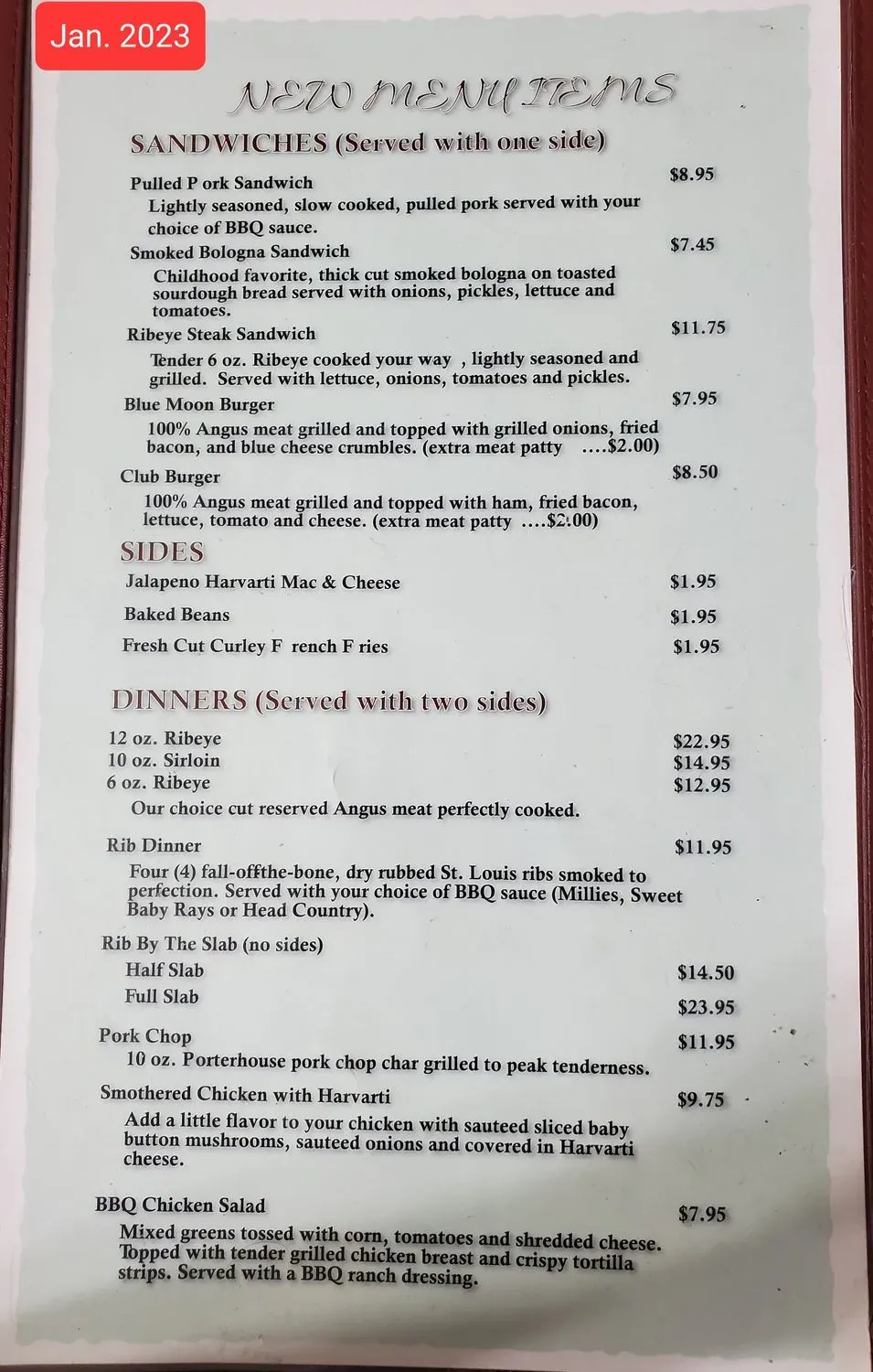 JW Cobbs Menu - Updated October 2025