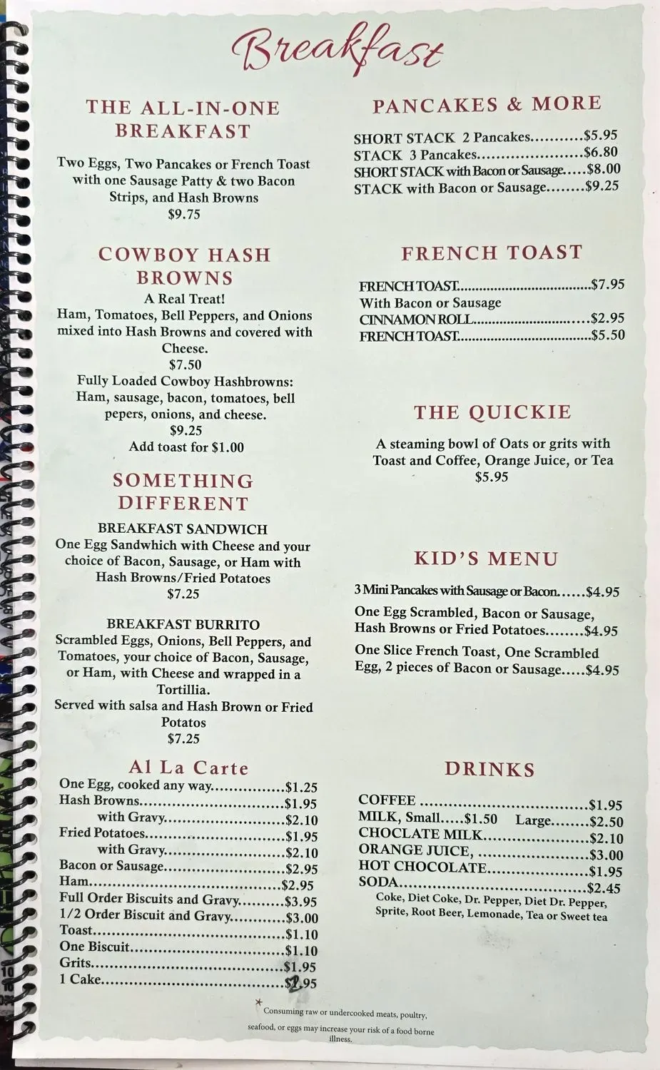 JW Cobbs Menu - Updated October 2025