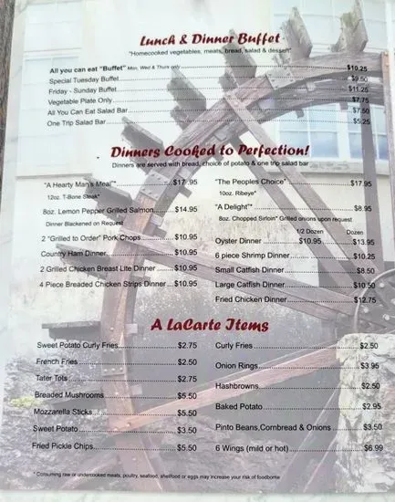 Watermill Restaurant Menu | Cave City, KY | Checkle
