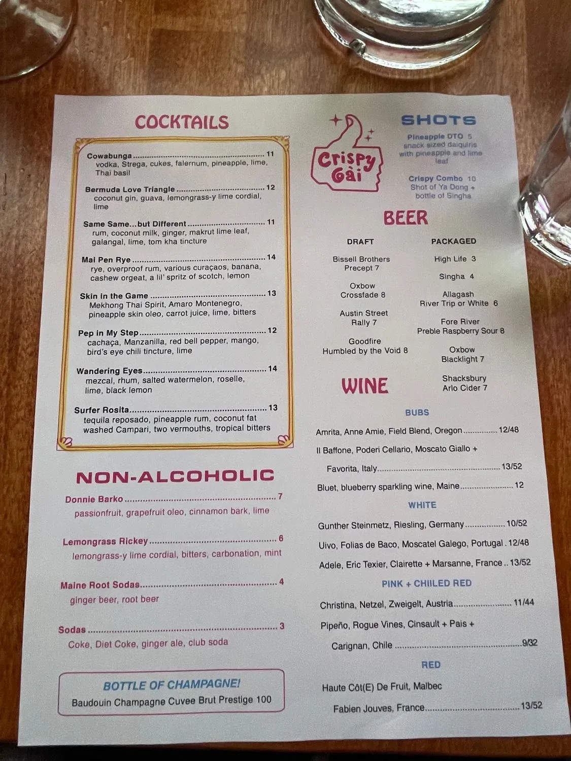 Crispy Gai Menu - Updated October 2025