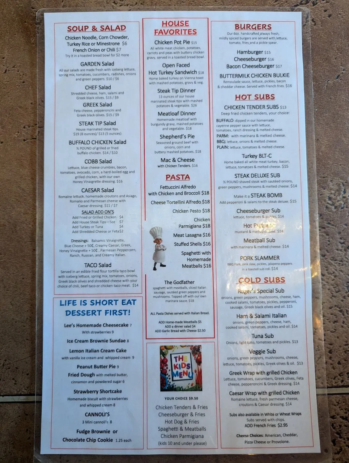 Roger's Pizza Menu - Updated October 2025