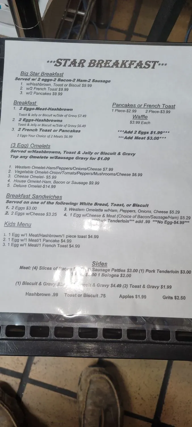 Star Country Market Menu - Updated October 2025